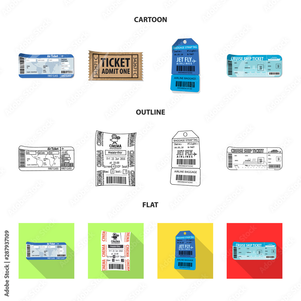 Vector illustration of ticket and admission symbol. Collection of ...