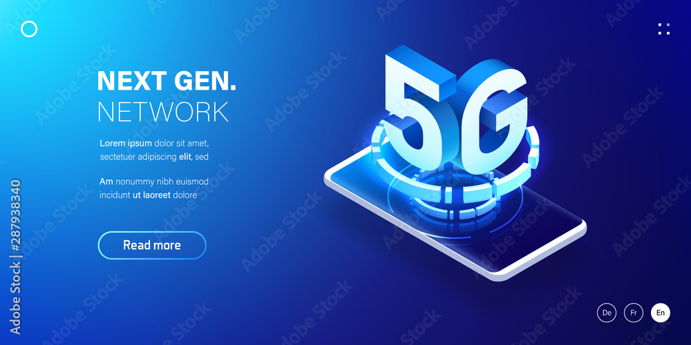5G network wireless technology illustration. Mobile internet of next ...