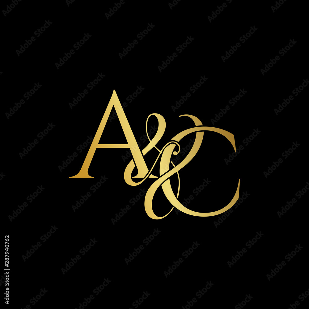 Initial letter A & C AC luxury art vector mark logo, gold color on ...