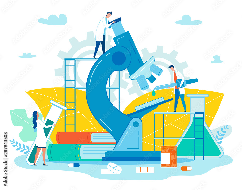 Poster Medical Smart Laboratory Cartoon Flat. Stock Vector | Adobe Stock