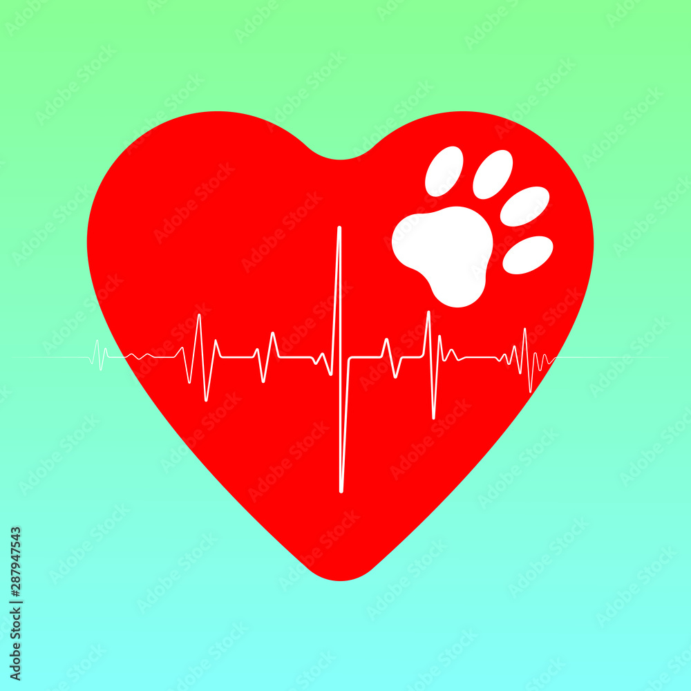 Medicine heart paw. Veterinary medicine logo, isolated vector ...