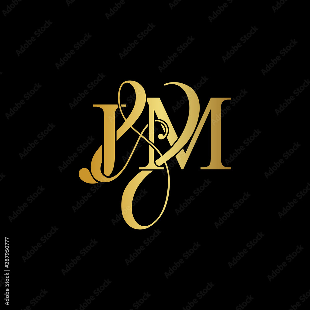 Initial letter J & M JM luxury art vector mark logo, gold color on ...