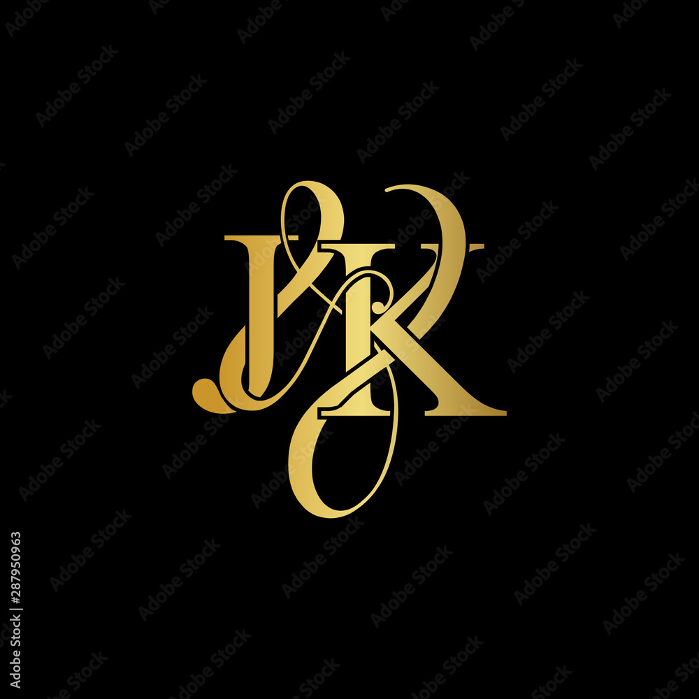 Initial letter J & K JK luxury art vector mark logo, gold color on ...