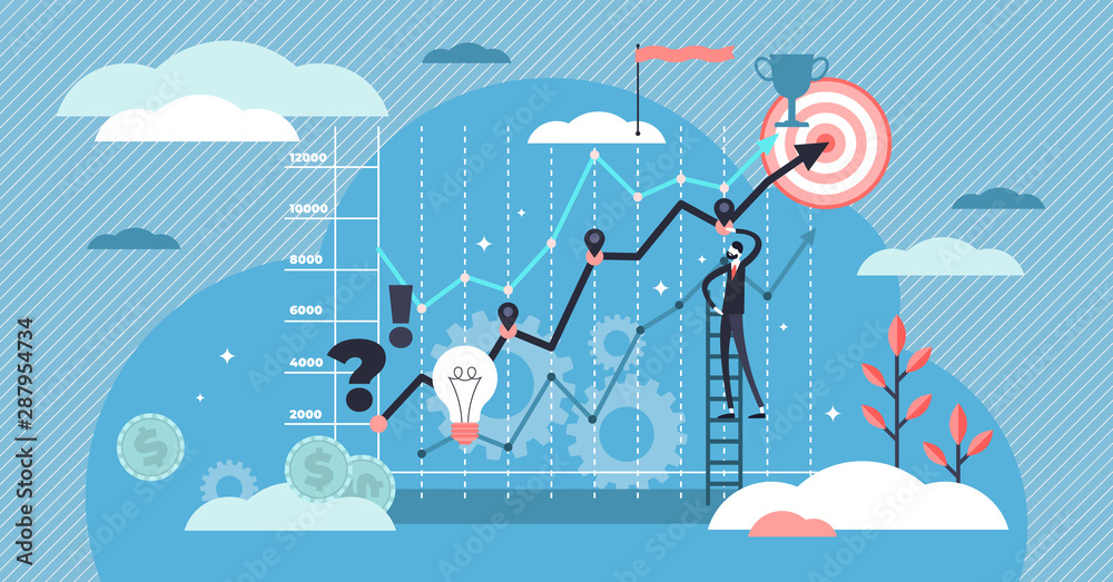 Strategy vector illustration. Flat tiny development planning person ...