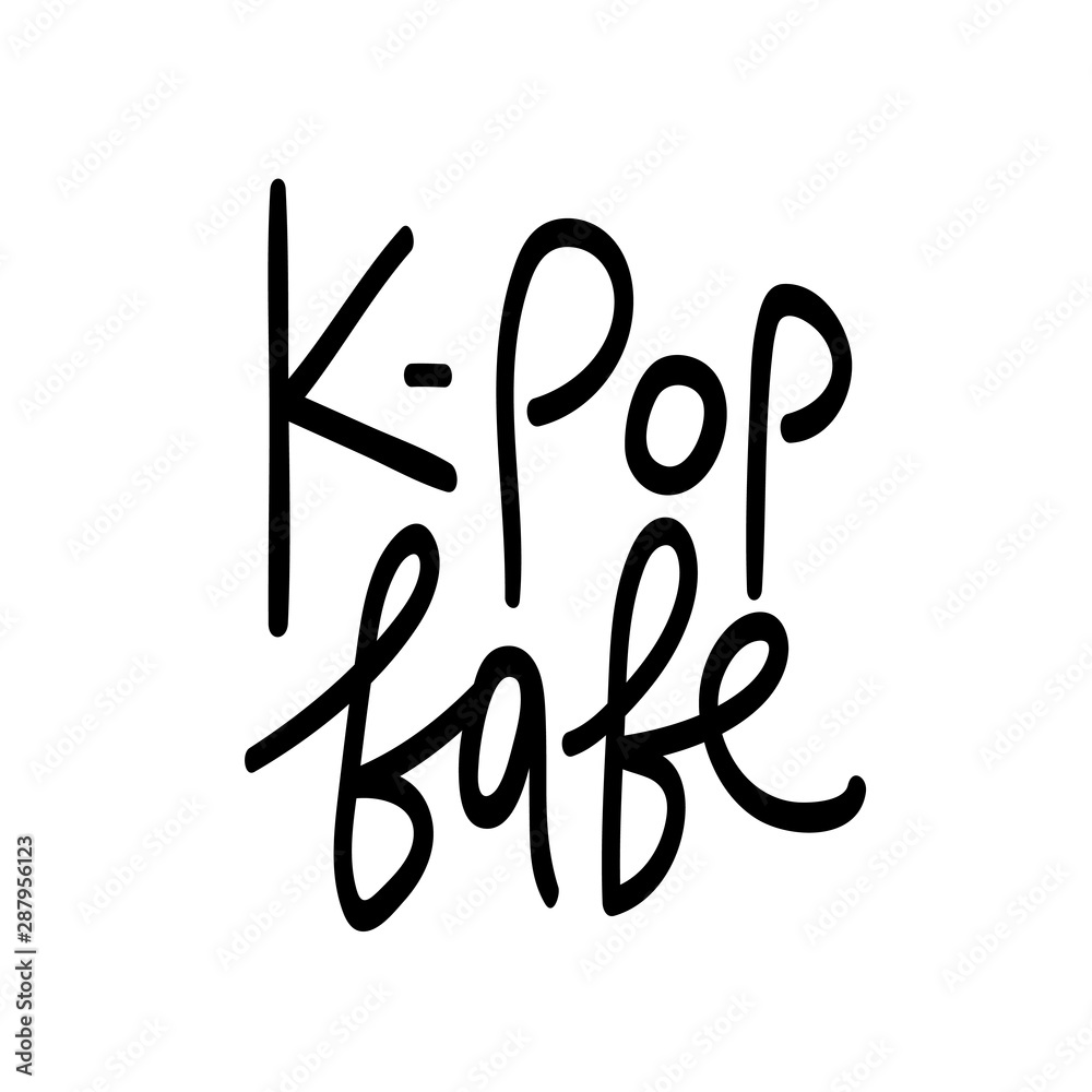 K-pop babe, black lettering print for girl' t-shirt. South korean ...