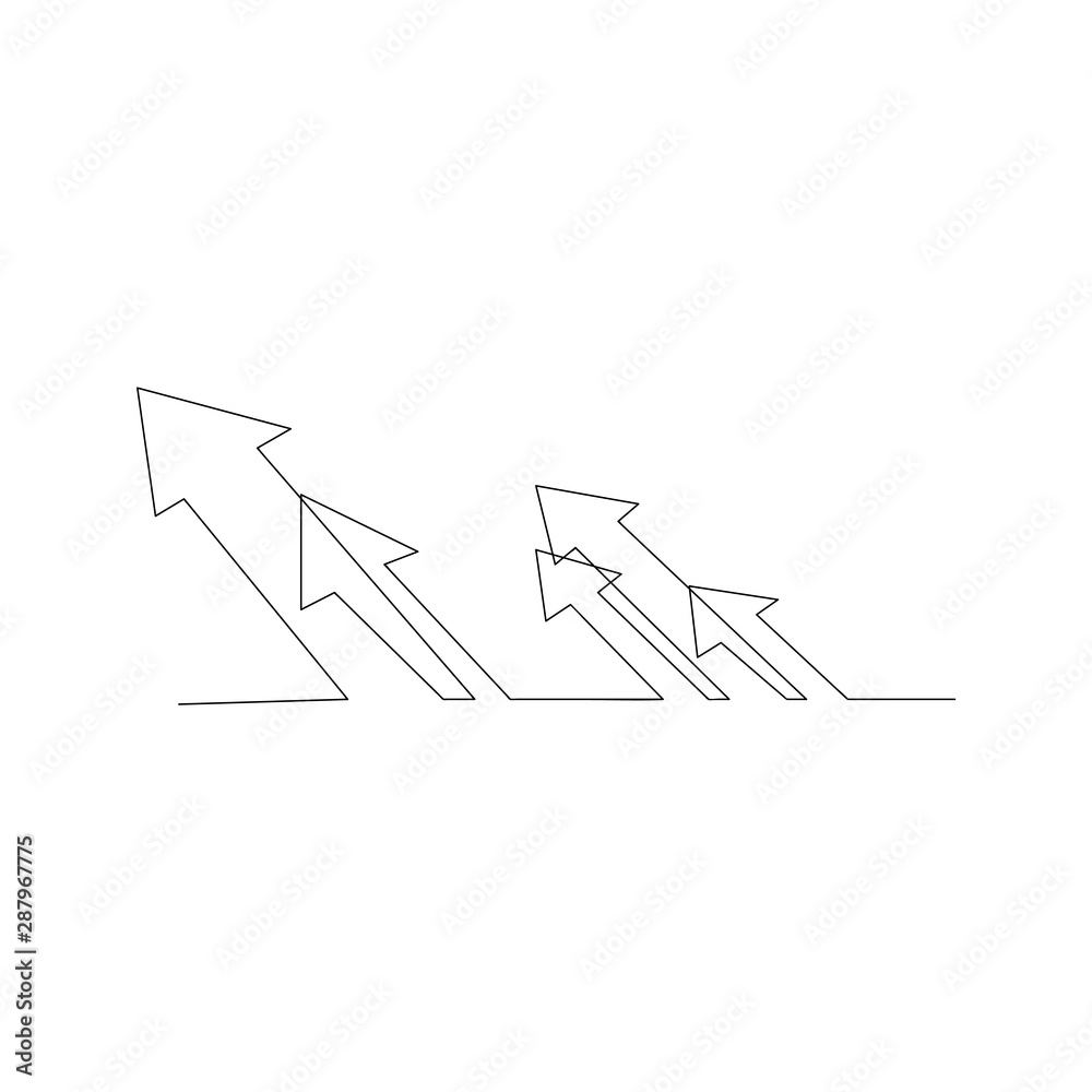 continuous line drawing of multiple arrows. isolated sketch drawing of ...