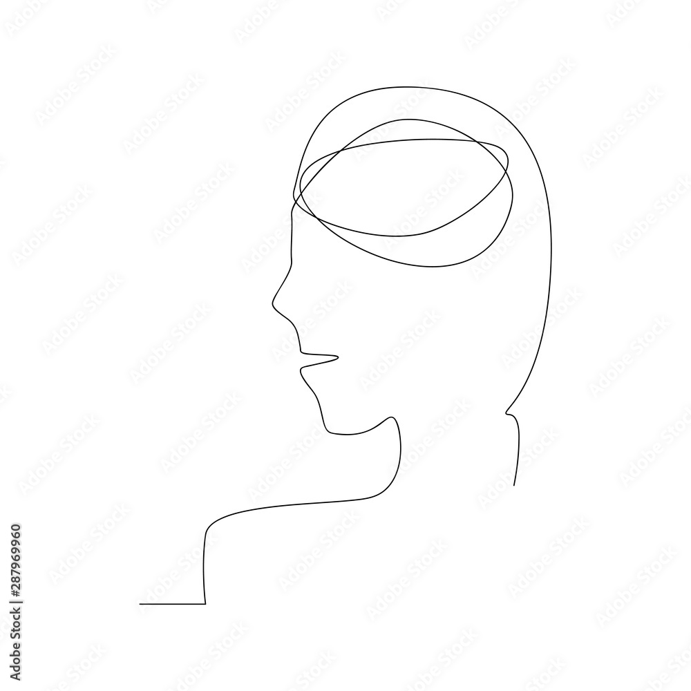 continuous line drawing of portrait of a thinker. isolated sketch ...