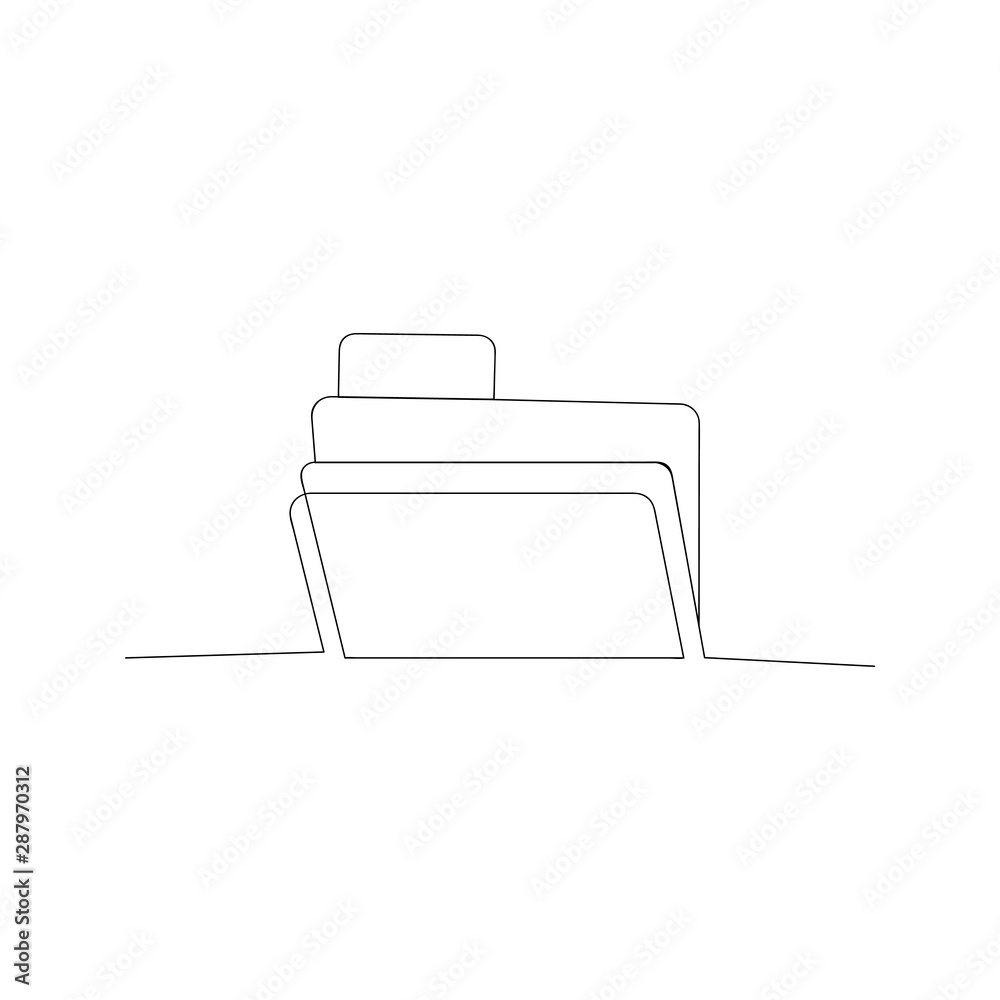 continuous line drawing of folder an open. isolated sketch drawing of ...
