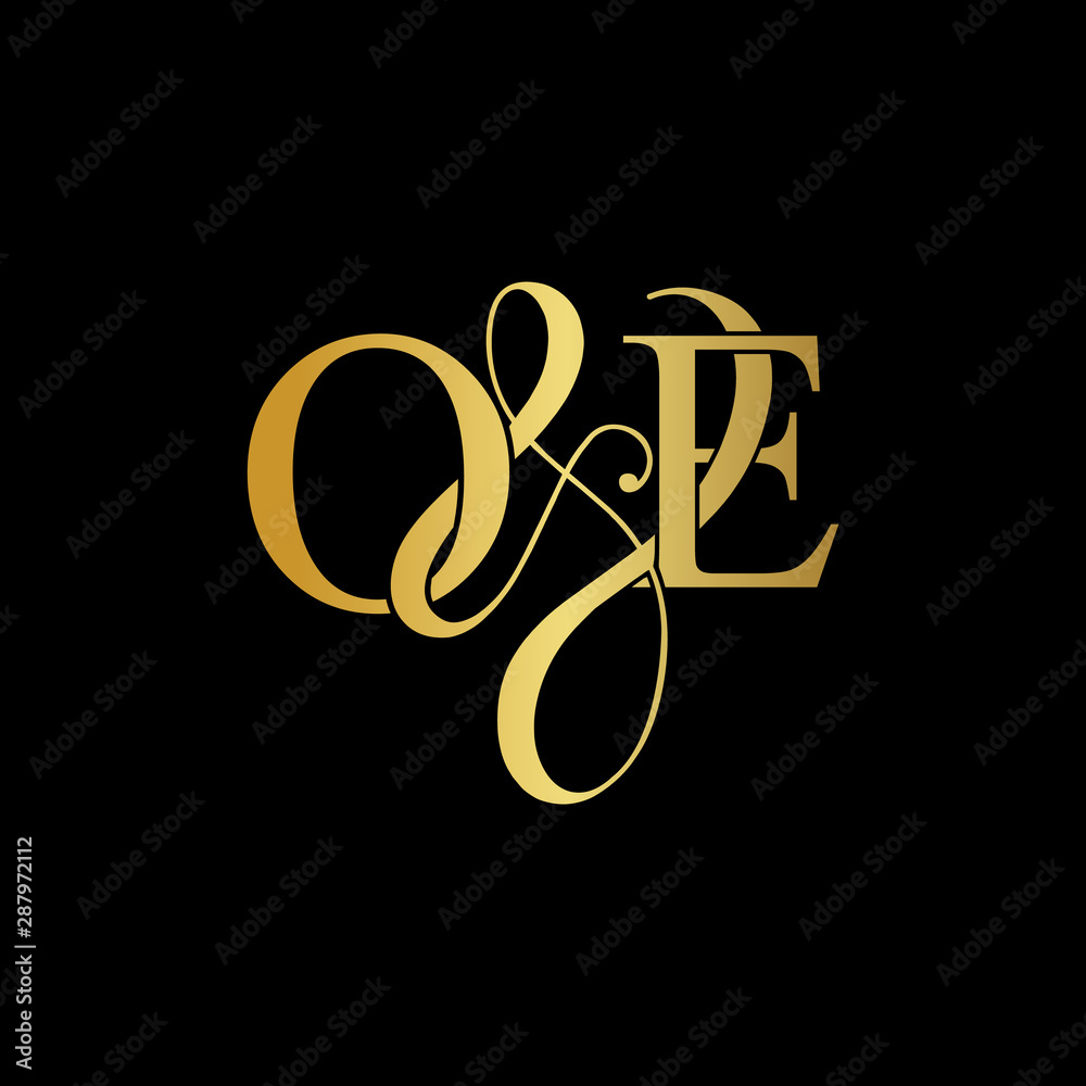 Initial letter O & E OE luxury art vector mark logo, gold color on ...