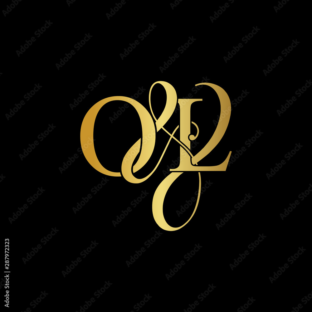 Initial letter O & L OL luxury art vector mark logo, gold color on ...