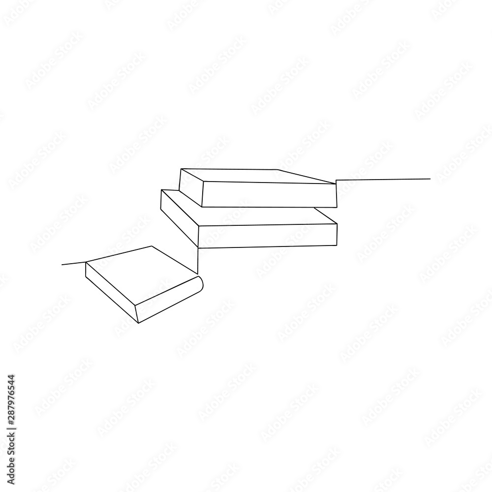 continuous line drawing of books. isolated sketch drawing of books line ...