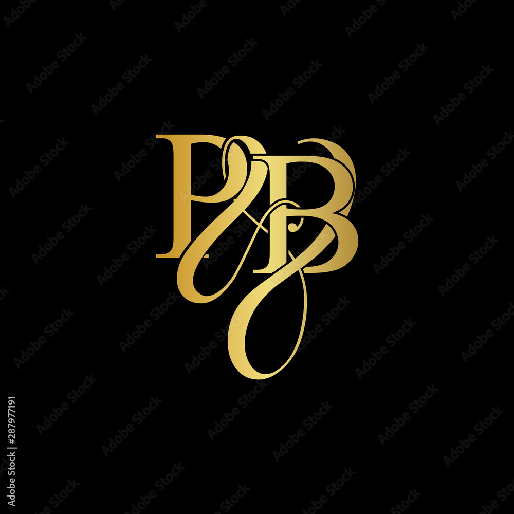 Initial letter P & B PB luxury art vector mark logo, gold color on ...