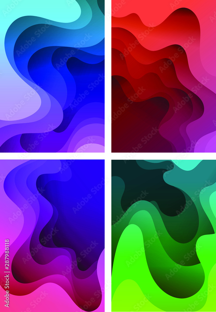 Vector illustration of abstract shapes in layers, gradient. Vector ...