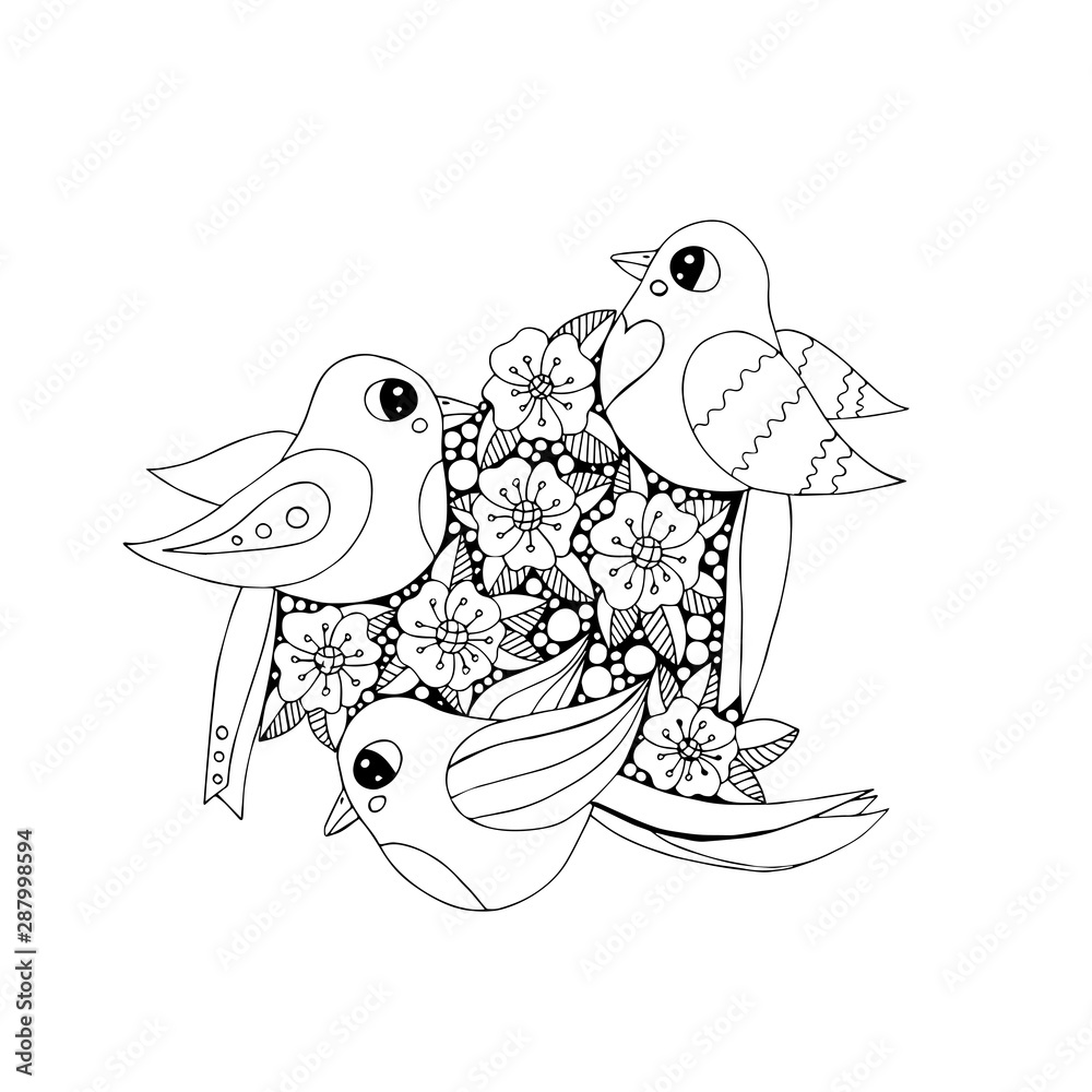 Cartoon bird for coloring book or pages Stock Vector | Adobe Stock