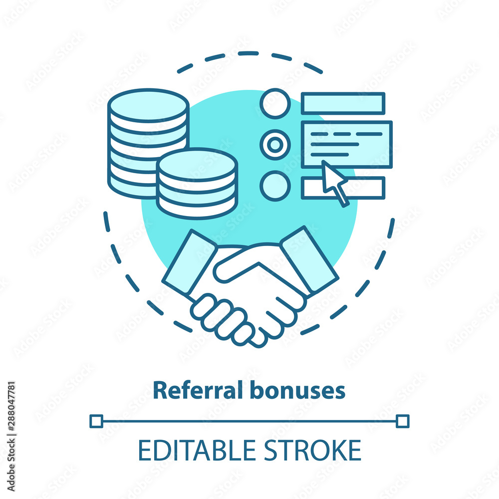 Casino referral bonuses concept icon. Reward program idea thin line ...