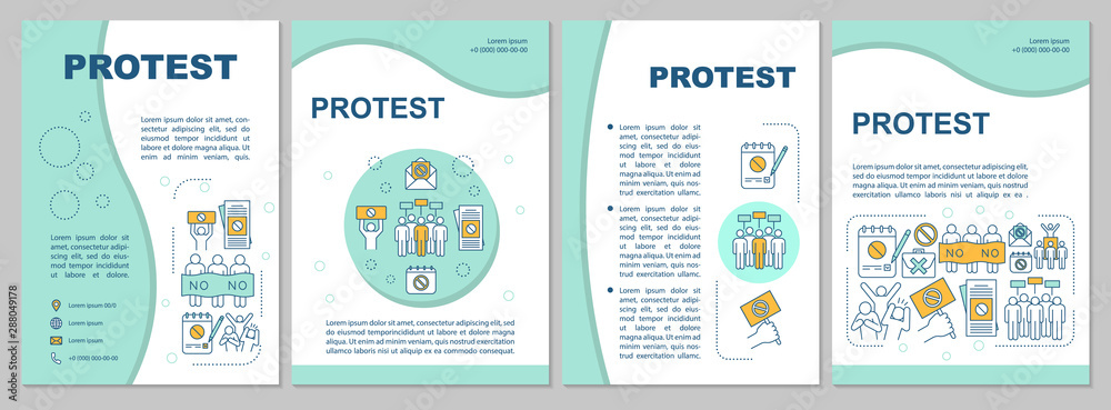 Public protest brochure template layout. Civil disobedience flyer ...