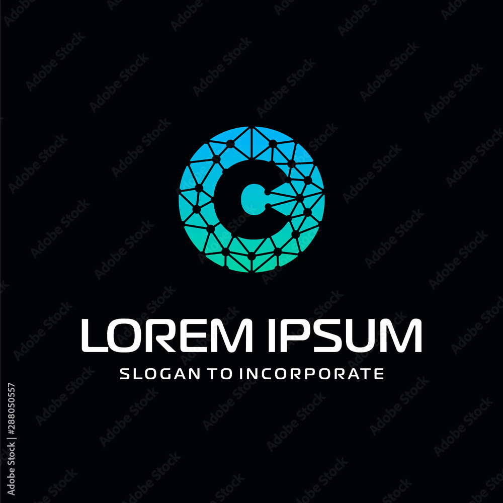 letter C Logo Design Template. Technology Digital logo . negative space ...