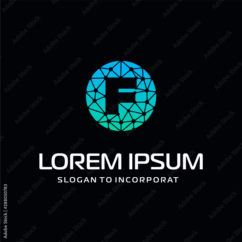 letter F Logo Design Template. Technology Digital logo . negative space ...