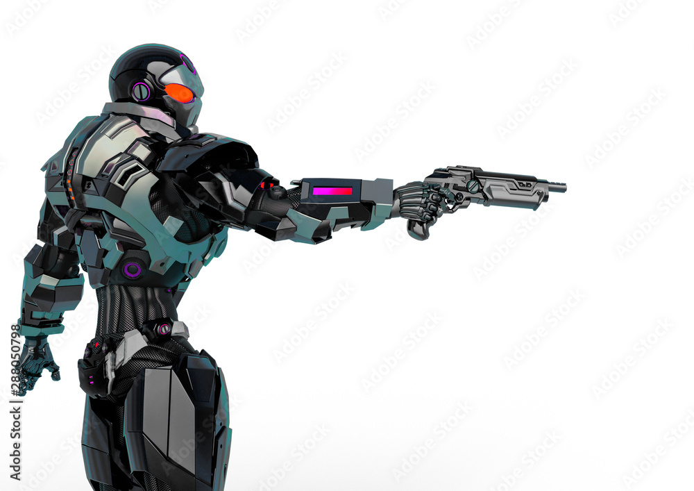 knight vision in a sci fi outfit in a white background Stock ...