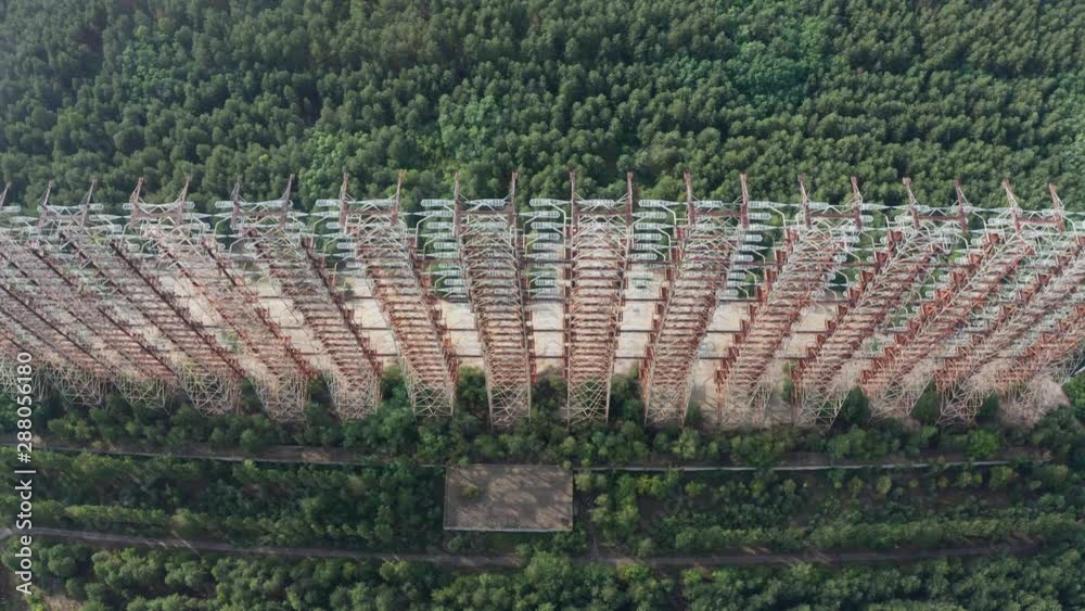 Video Stock Top view of array within Chernobyl exclusion zone, Duga was ...