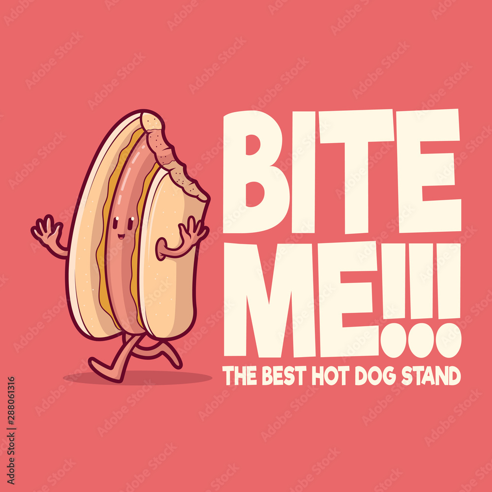 Funny Hot dog character running vector illustration. Fast food, Brand ...