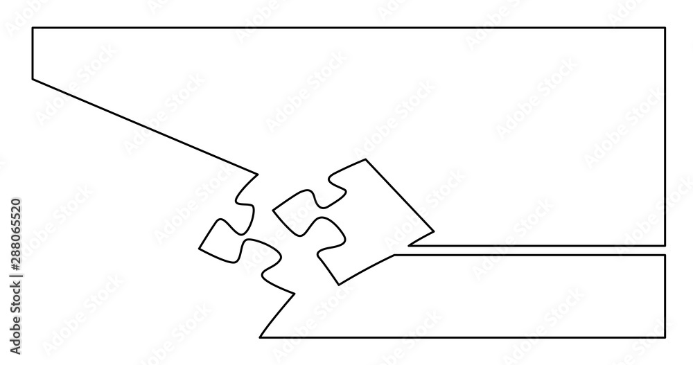 continuous line drawing of one puzzle piece connecting to other puzzle ...