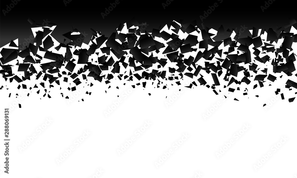background explosion with debris. Isolated black illustration on white ...