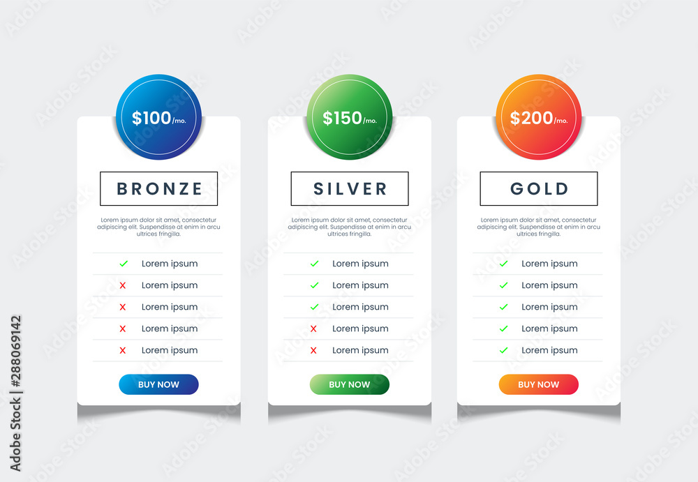 Simple gradient price list template vector with gradient style. Stock ...