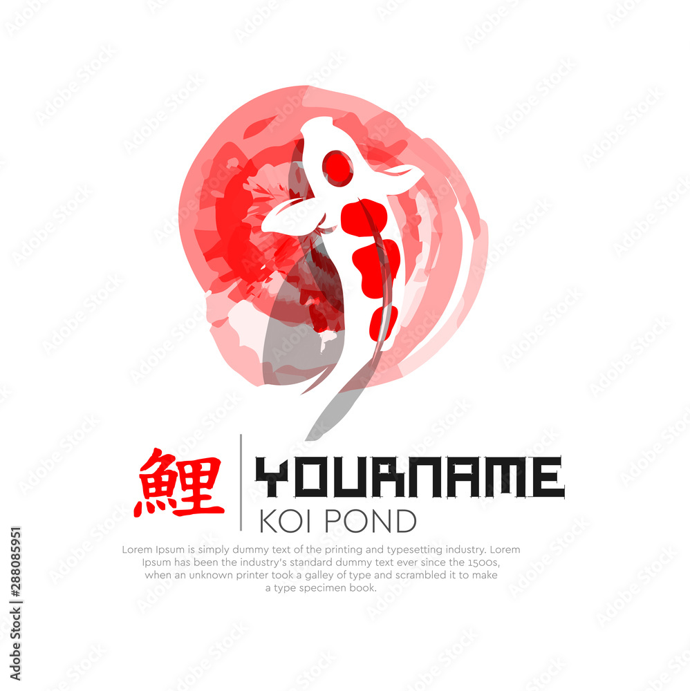 Koi fish with red circle background isolated vector illustration. Good ...