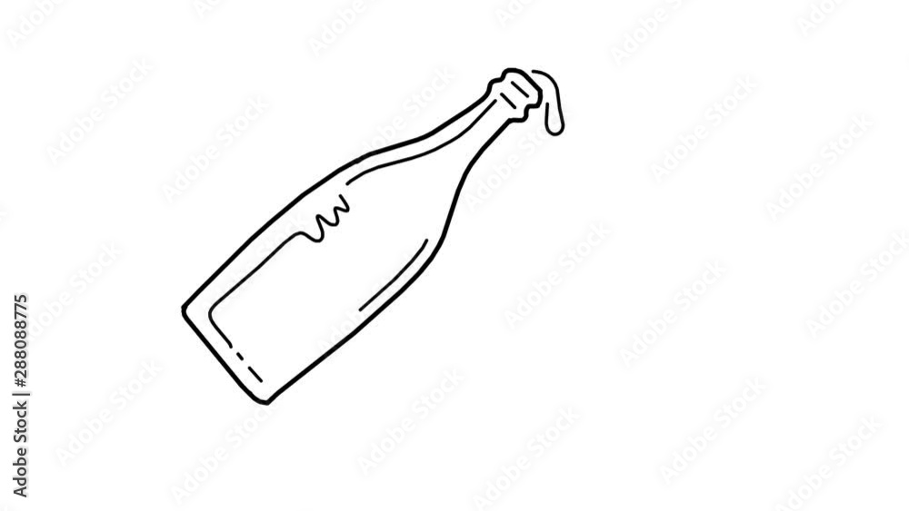 2d Animation motion graphics monoline drawing of a champagne wine ...