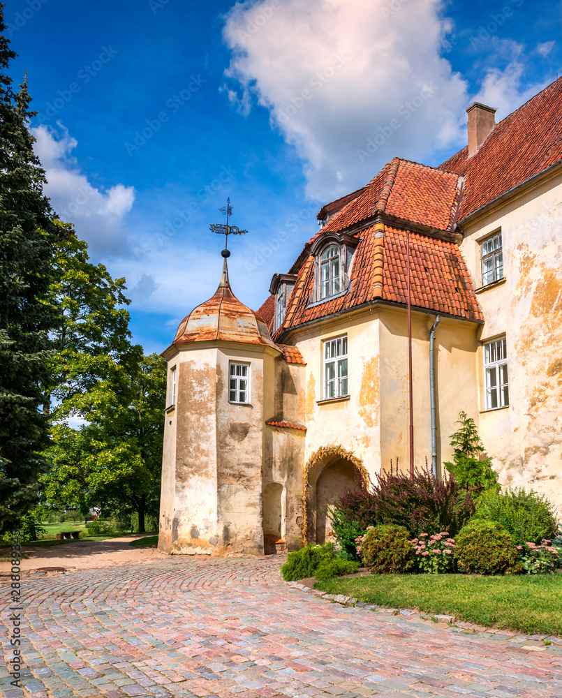 Ancient building of castle among trees of old park, Europe Stock Photo ...