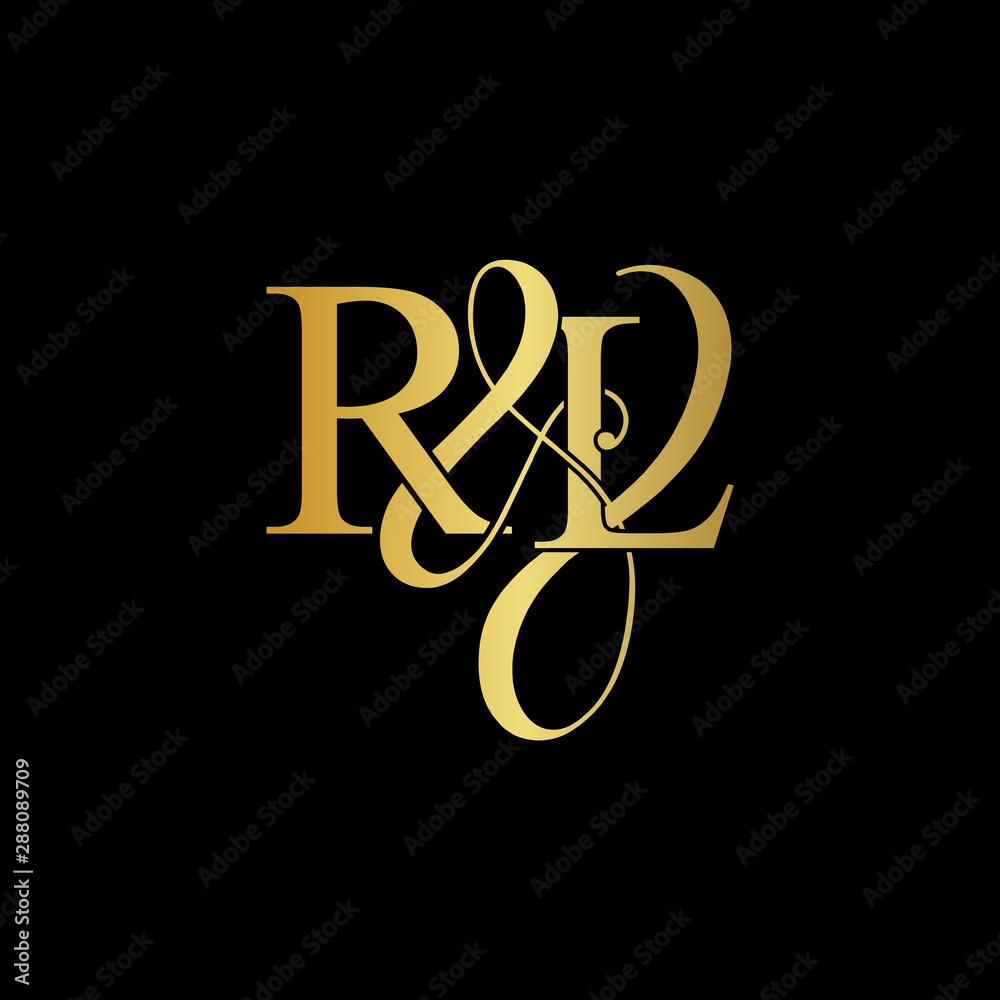 Initial letter R & L RL luxury art vector mark logo, gold color on ...