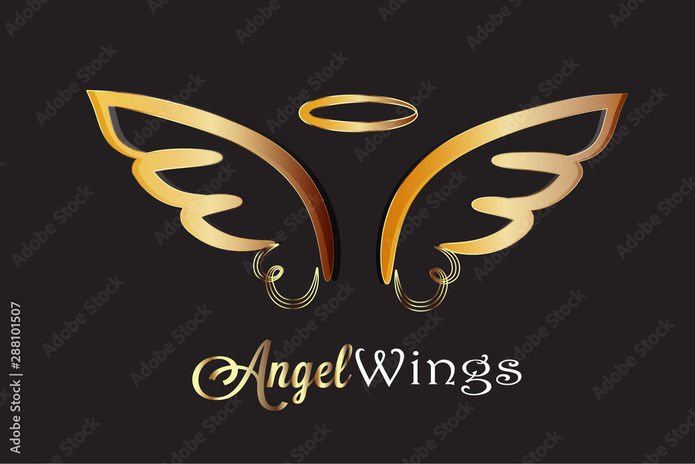 Angel gold wings logo vector image Stock Vector | Adobe Stock
