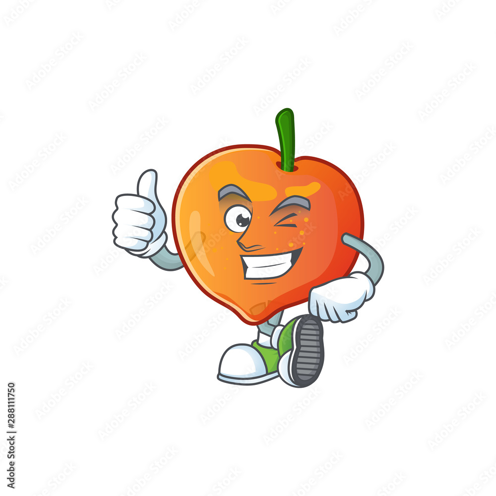 Thumbs up nectarine character mascot funny shape cartoon. Stock Vector ...