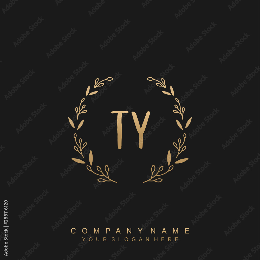 letter TY surrounded by beautiful and elegant flowers and leaves ...