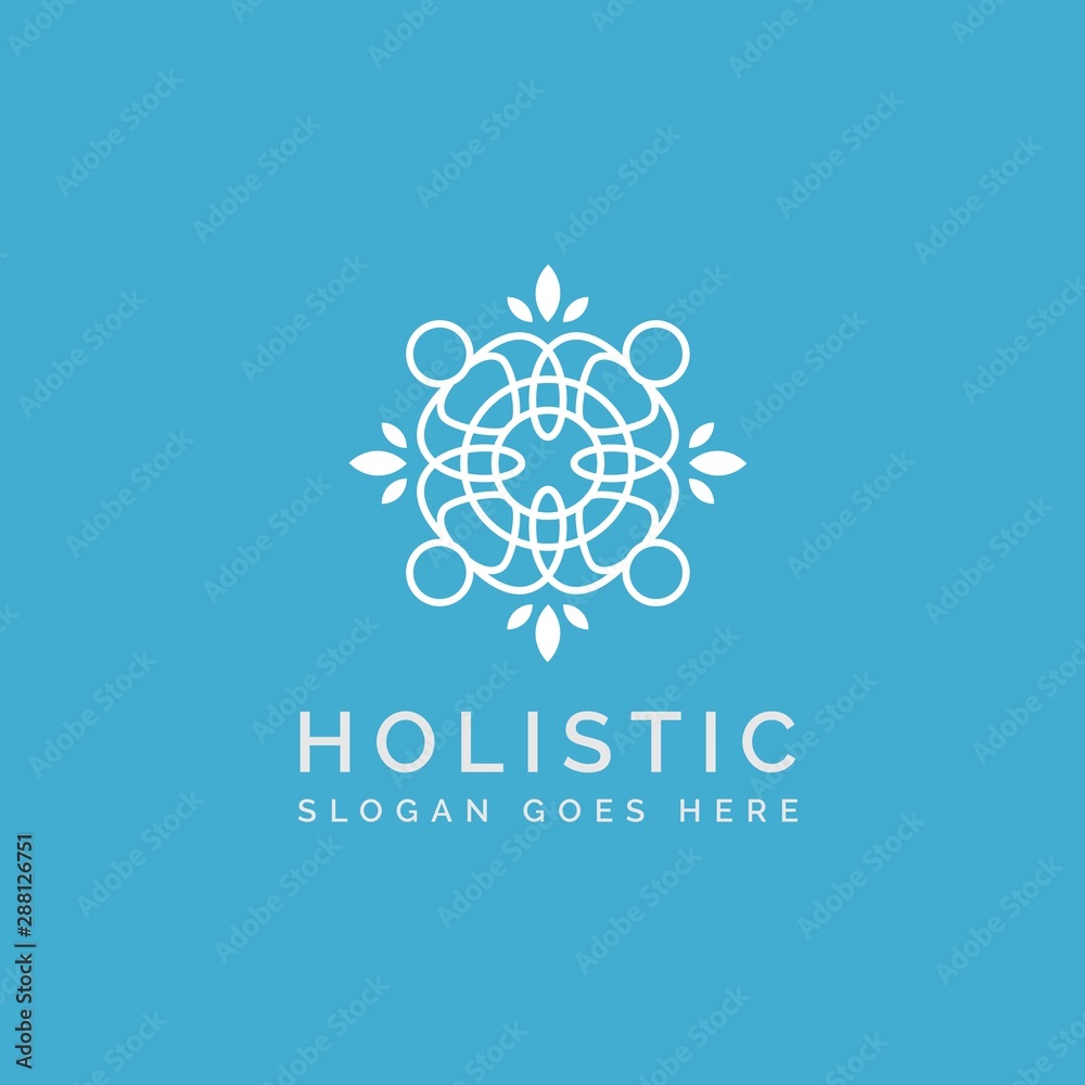 Holistic medical and health wellness logo design with human leaf line ...