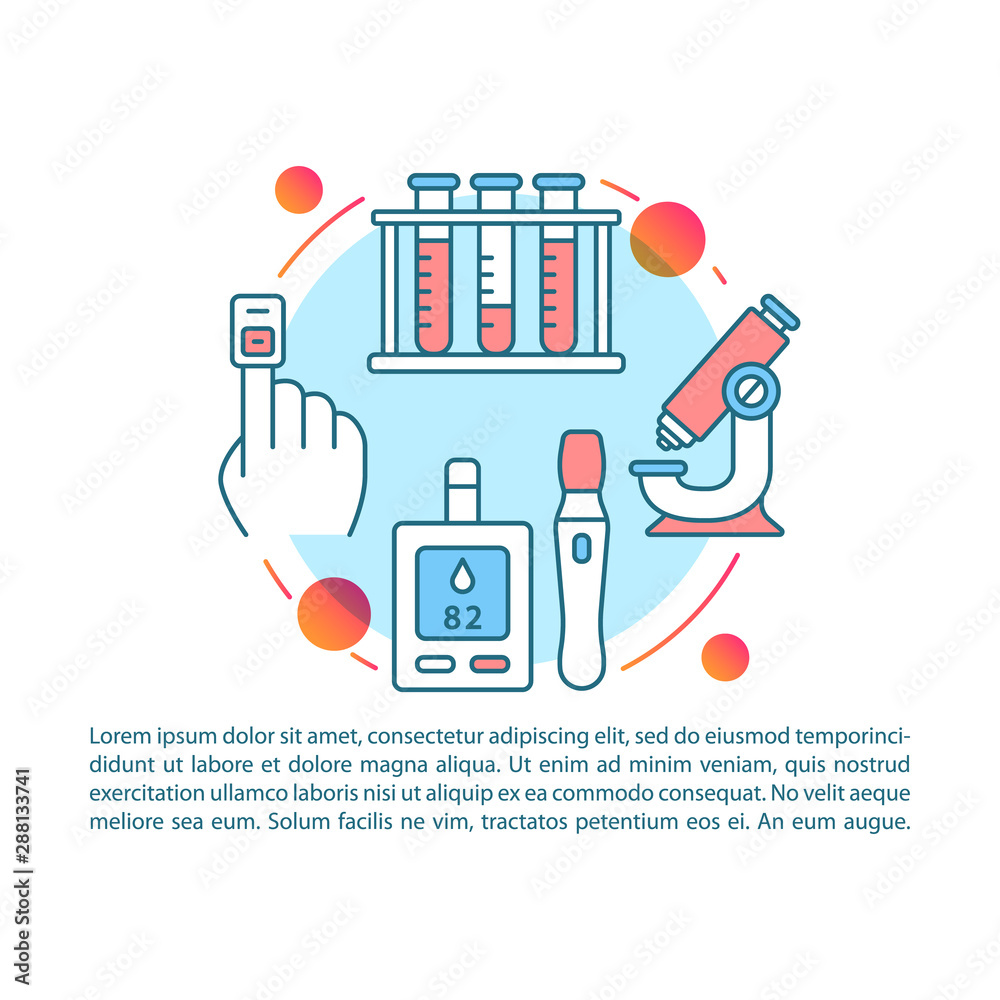 Blood sugar test article page vector template. Glucose level control ...