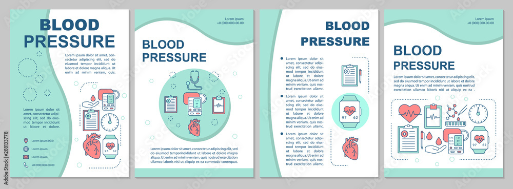 Blood pressure brochure template layout. Systolic, diastolic pressure ...
