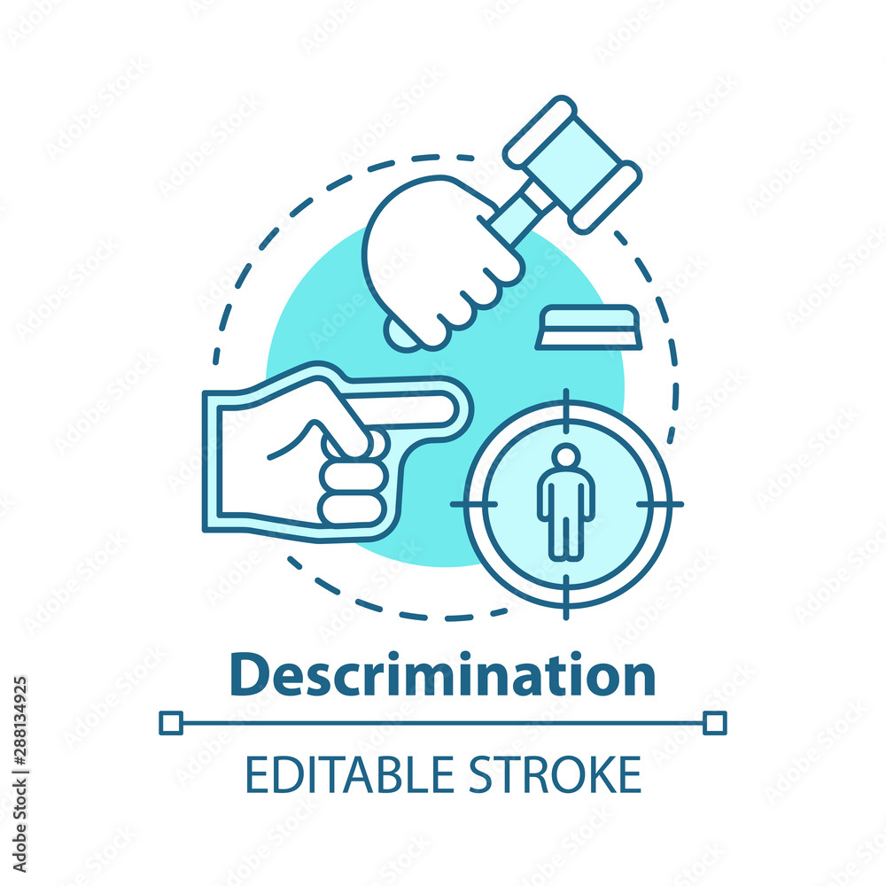 Prejudice & discrimination concept icon. Zero tolerance policy idea ...