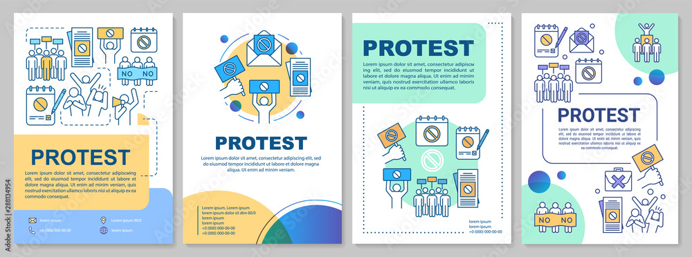 Social protest brochure template layout. Public demonstration flyer ...