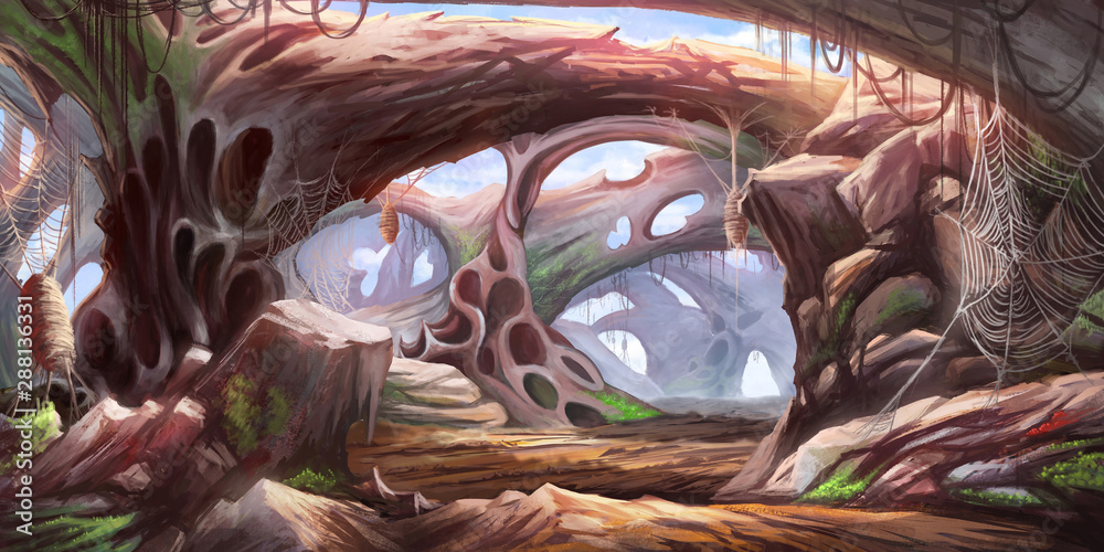 The Cave. Science Fiction Natural Backdrop. Concept Art. Realistic ...
