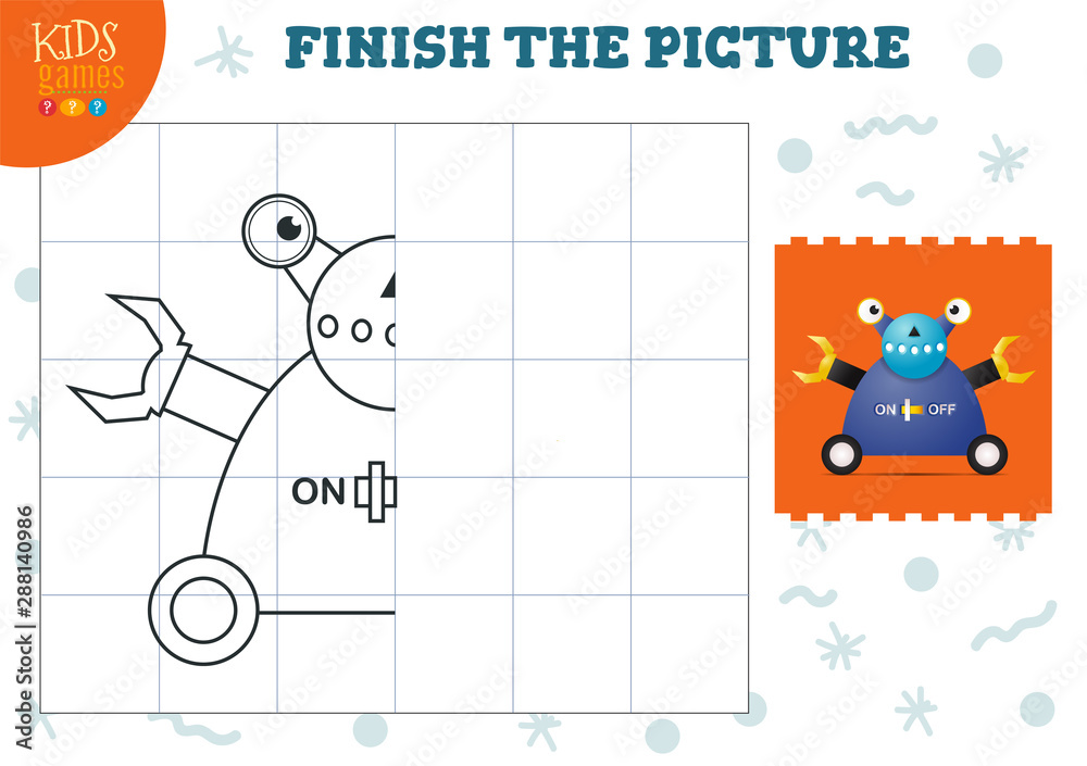 Copy picture vector illustration. Complete and coloring game for ...