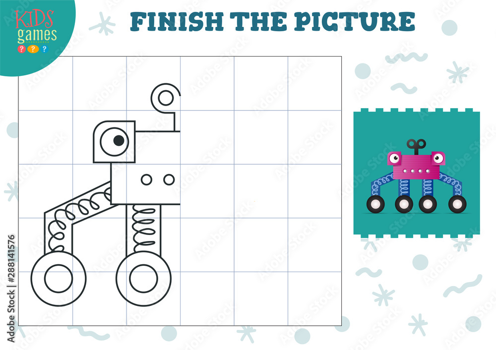 Copy picture vector illustration. Complete and coloring game for ...