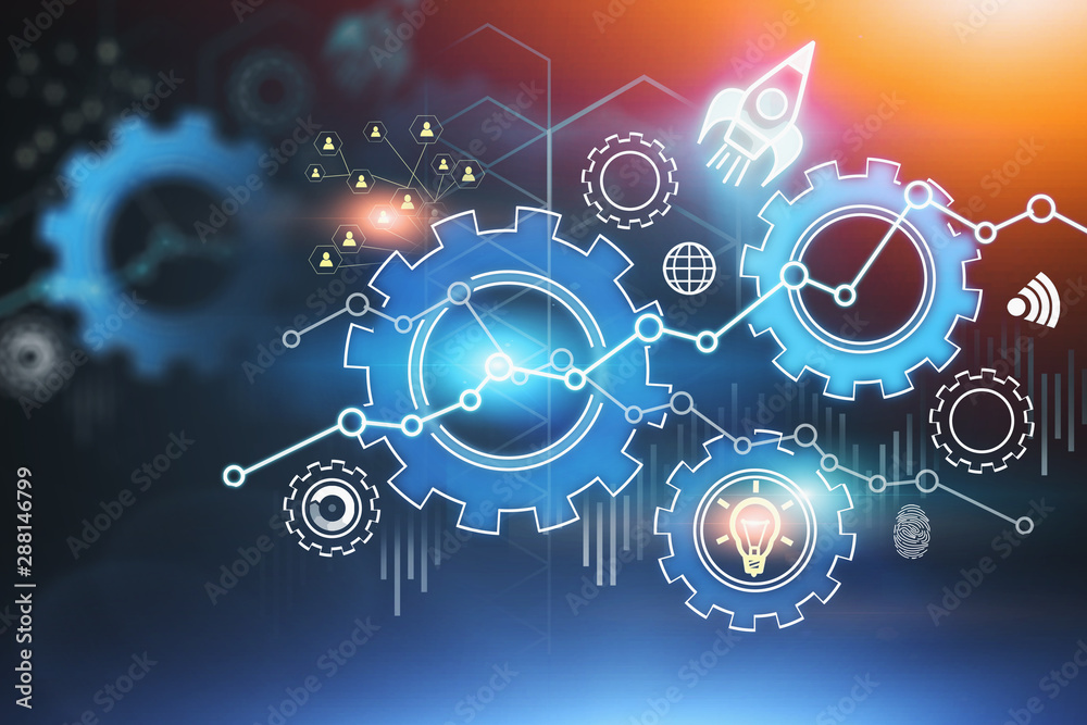 Gears and start up background Stock Photo | Adobe Stock