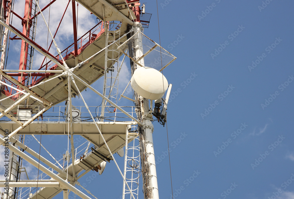 Radio-television tower for receiving and transmitting electromagnetic ...