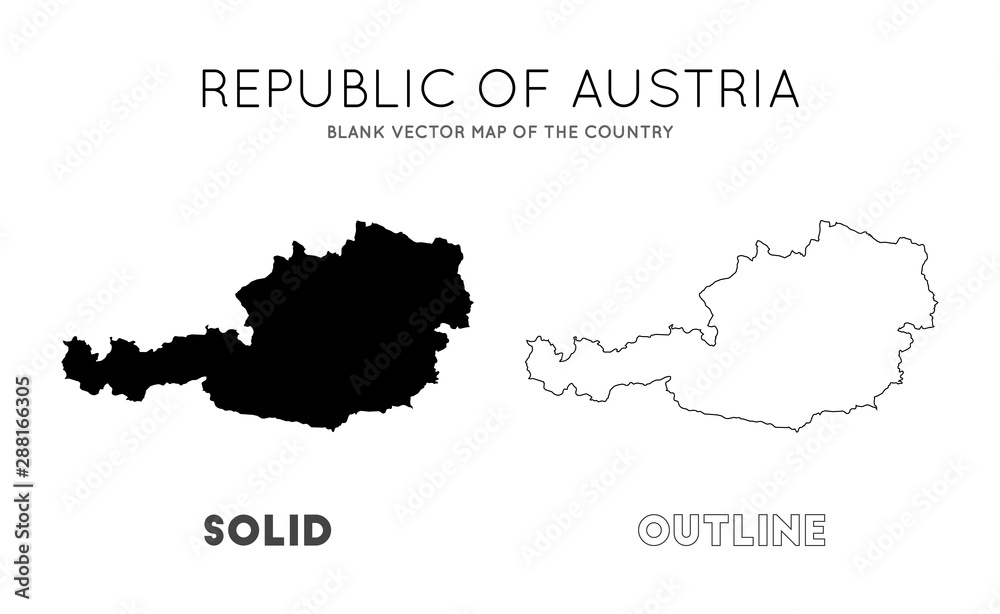 Austria map. Blank vector map of the Country. Borders of Austria for ...