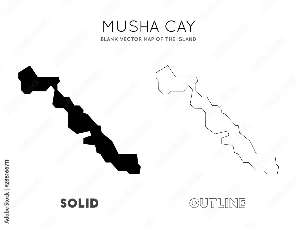 Musha Cay map. Blank vector map of the Island. Borders of Musha Cay for ...