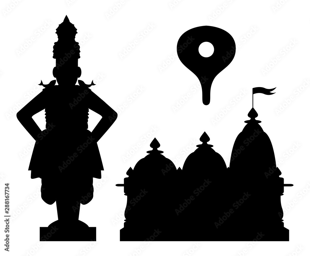 silhouette of indian god vitthal - pandurang with temple Stock Vector ...