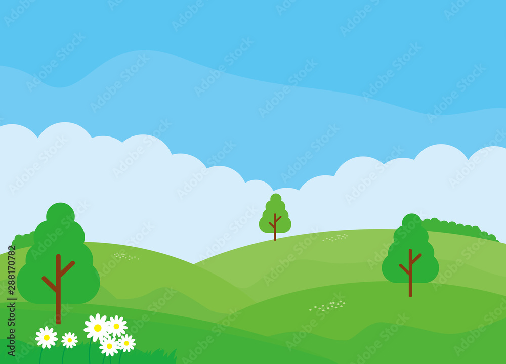 Nature landscape vector illustration. Field cartoon illustration ...