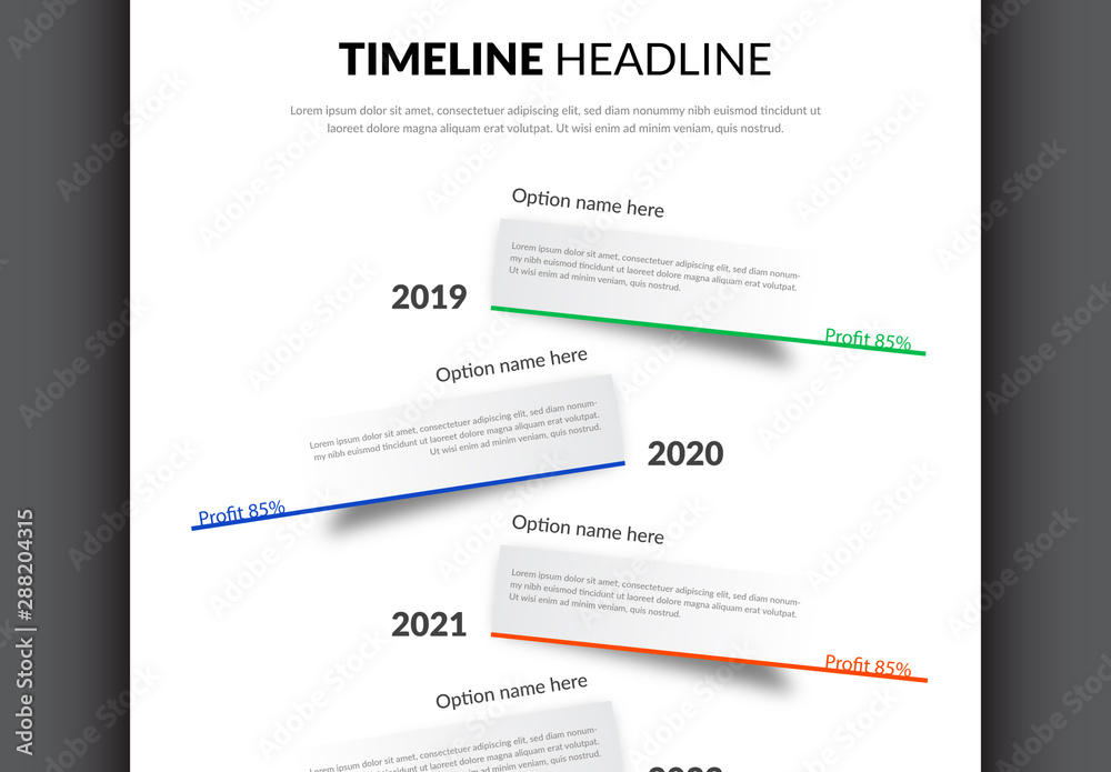 Vertical Timeline Layout with Six Options Stock Template | Adobe Stock